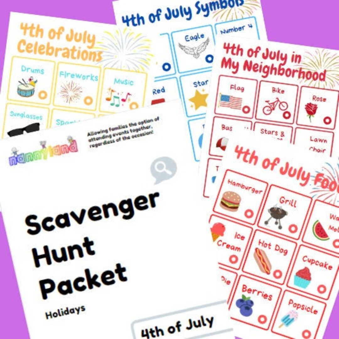 4th of July Scavenger Hunt Printable Packet Game Independence Day - Etsy