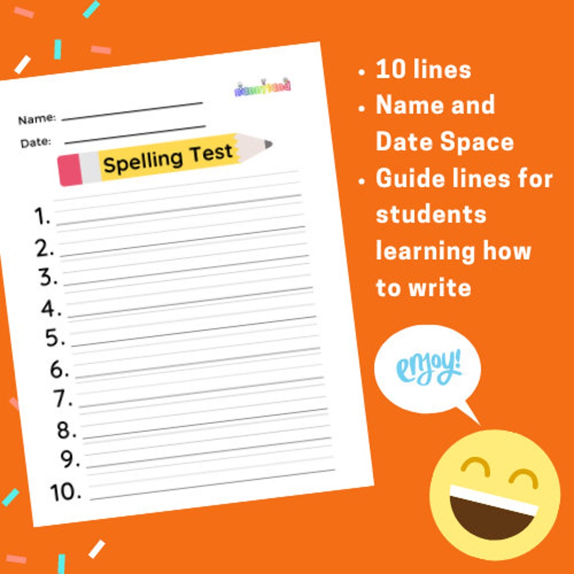 Spelling Test Quiz Template Printable - Etsy