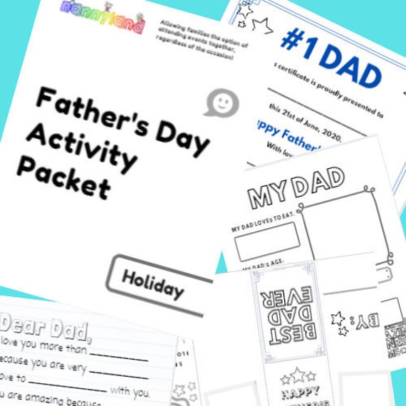 Father's Day Printable Craft Dad Activity Packet Download | Etsy