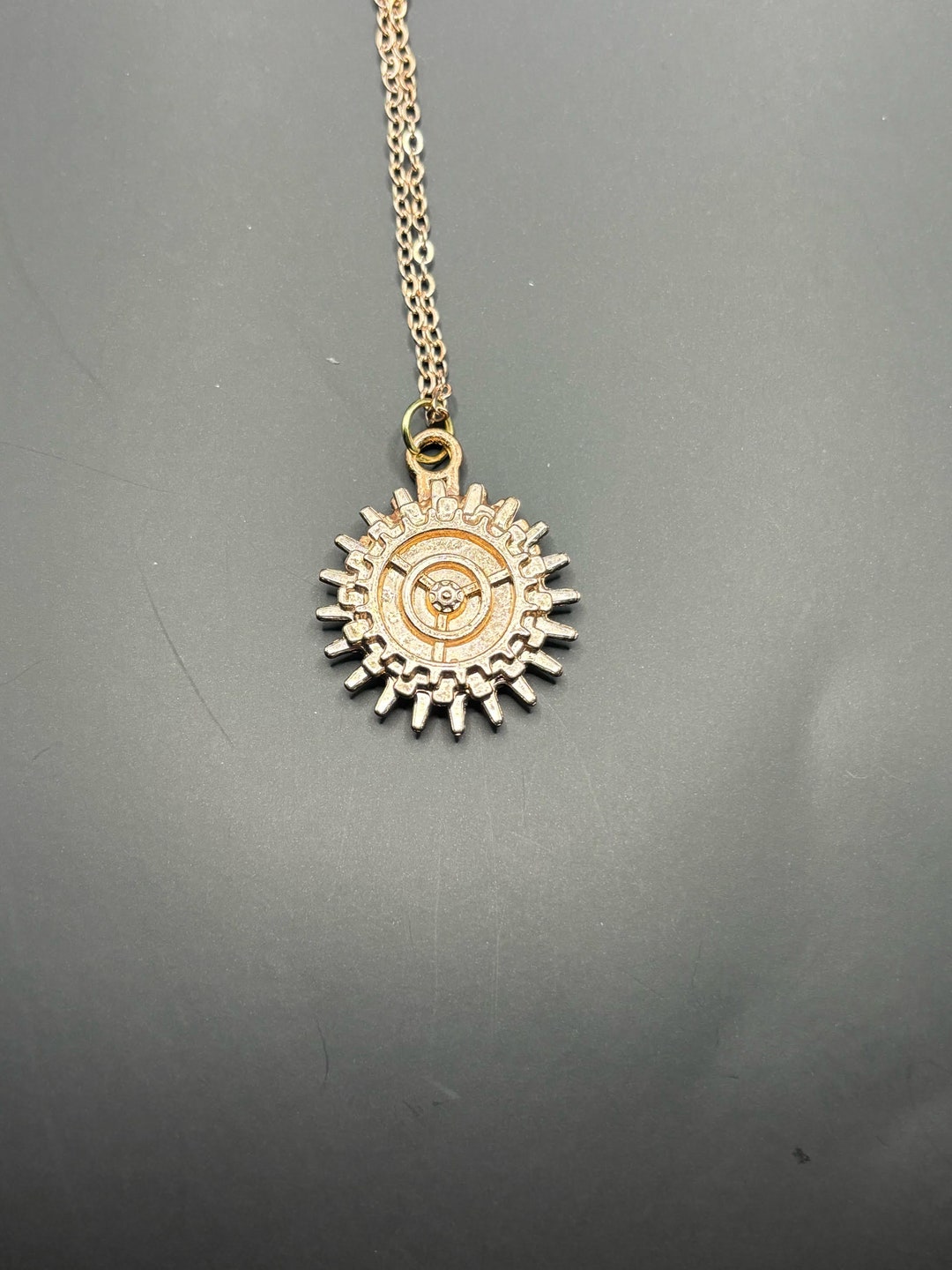Rose Gold Cog Necklace - Etsy