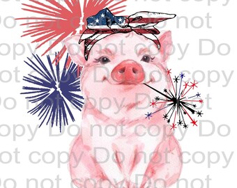 4th of July Pig Png | Etsy