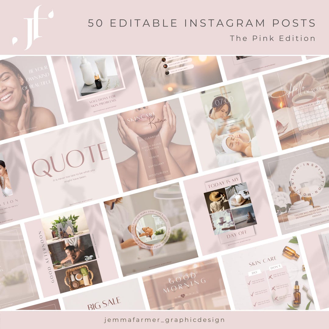 Social Media Instagram Post Templates Pink Design Digital Done for You ...