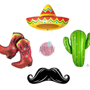 41'' FIESTA SOMBRERO BALLOON| Fiesta Cowboy Boots Balloon| Cactus ...