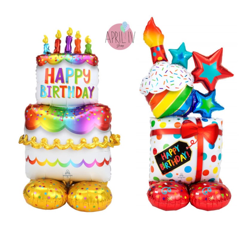 Happy Birthday Cake Balloon - Etsy