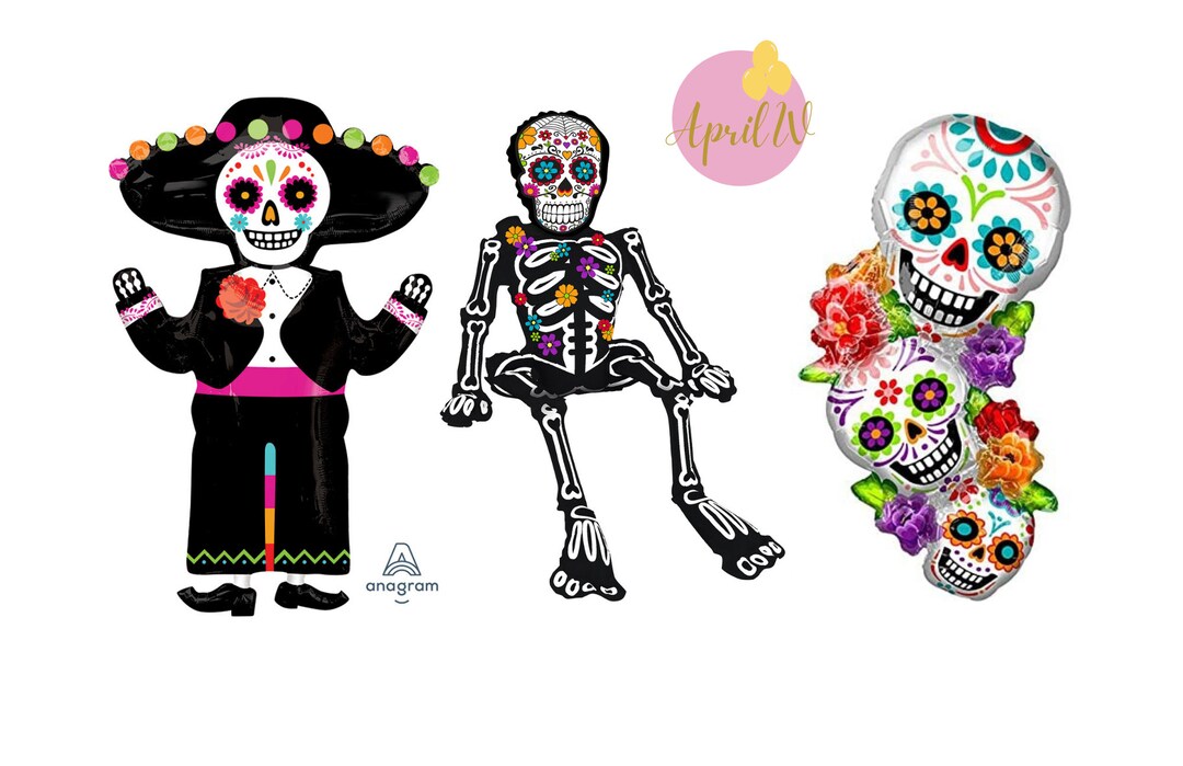 38'' DAY of the DEAD Balloon| 34'' Day of the Dead Balloon| Sugar Skull ...