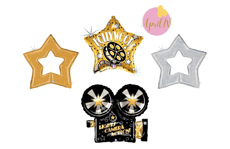 32'' Lights, Camera, Action Balloon! 48'' Silver Star Balloon| 48 ...