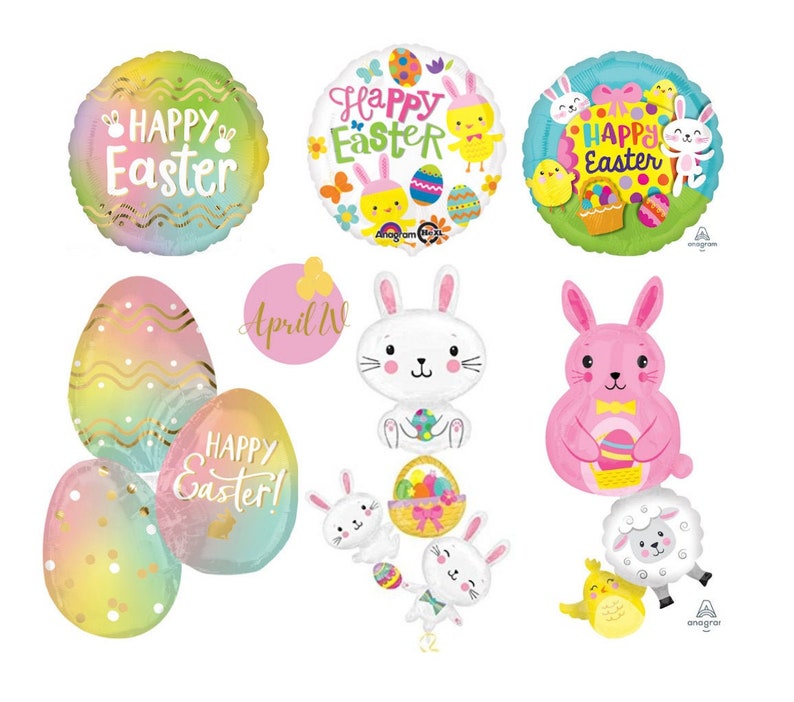 Happy Easter Foil Balloons Easter Bunny Foil Balloons Easter | Etsy