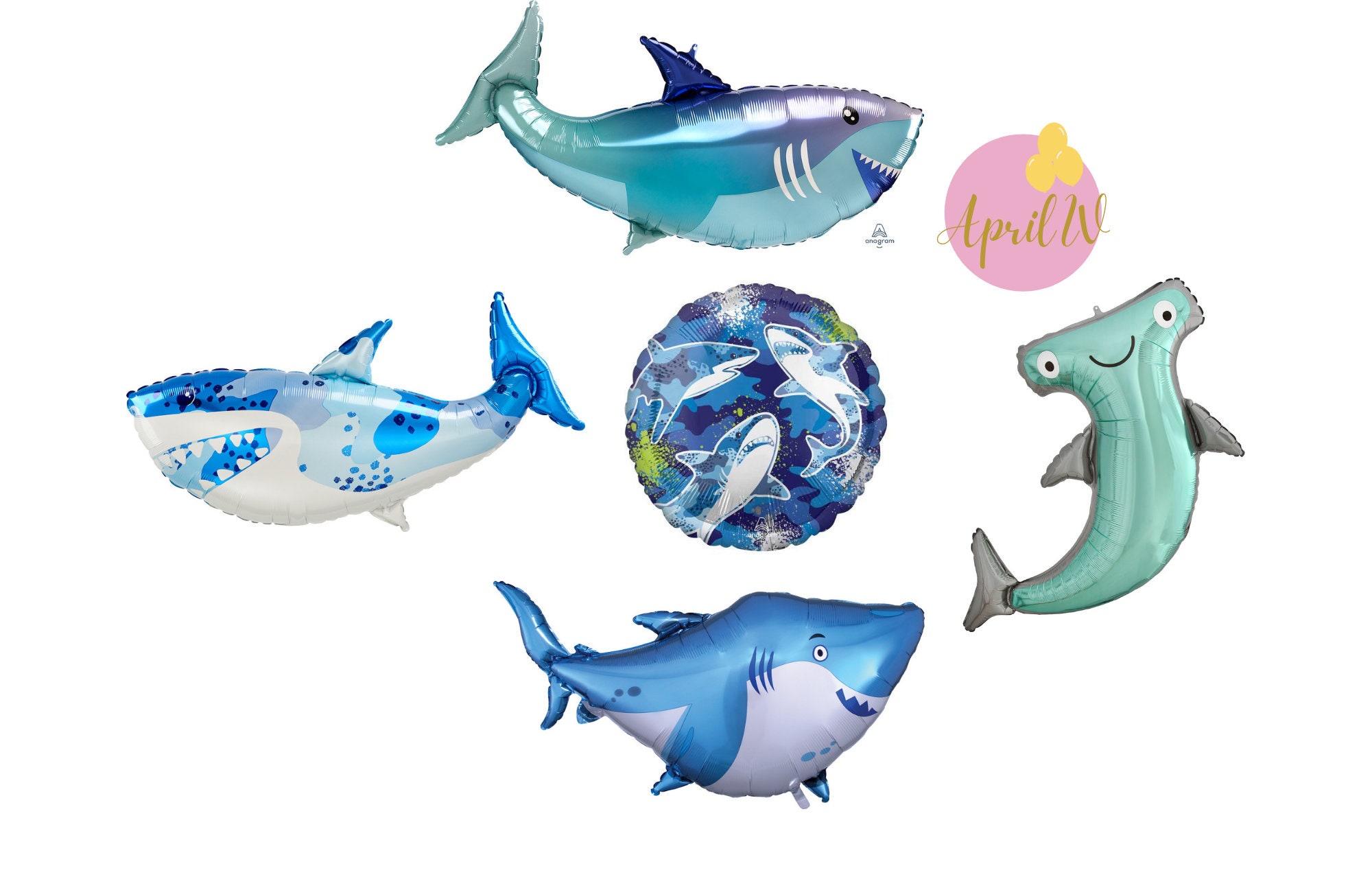 Shark Balloons| Shark Foil Balloons| Shark Balloons| Shark Birthday ...