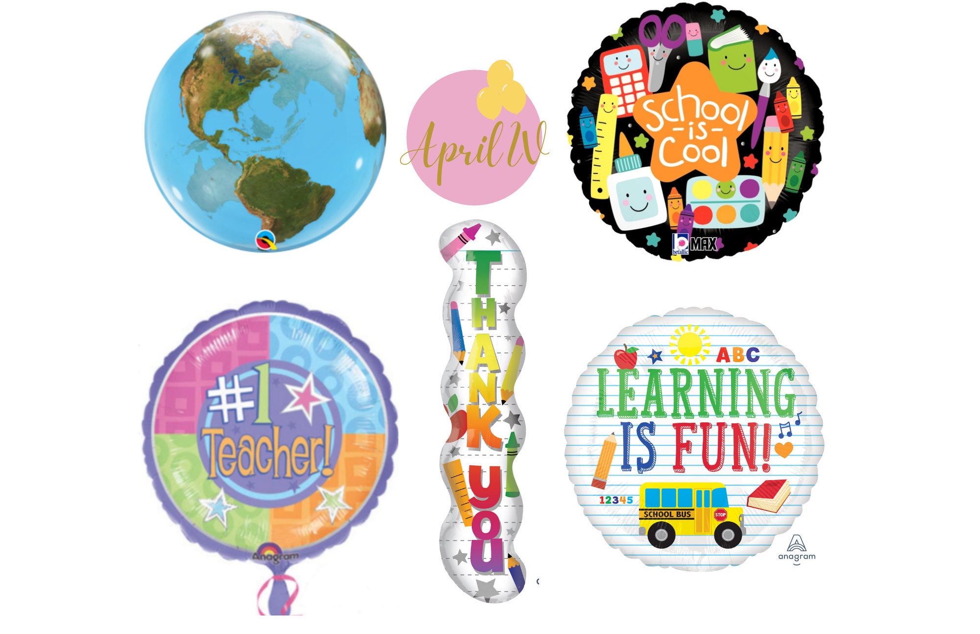 22'' School GLOBE BALLOON| Teacher Balloon| School Balloon| School ...