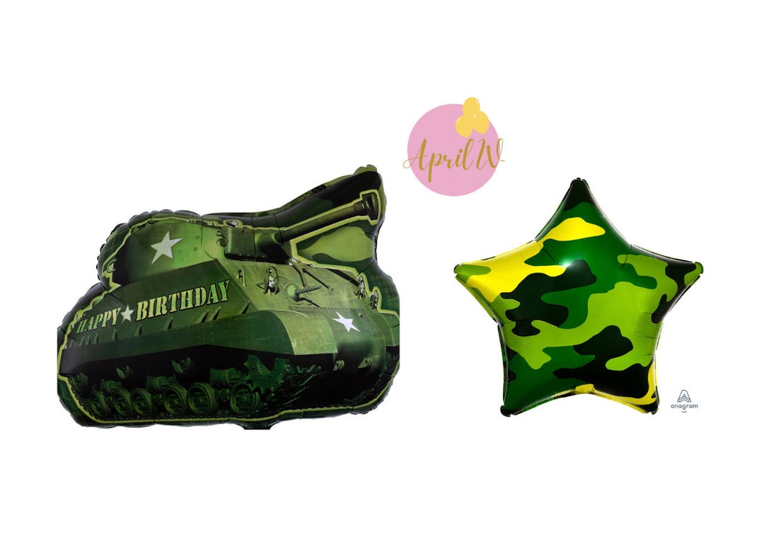 26'' Army Tank Birthday Balloon| 18'' Army Star Balloon| Army Birthday ...