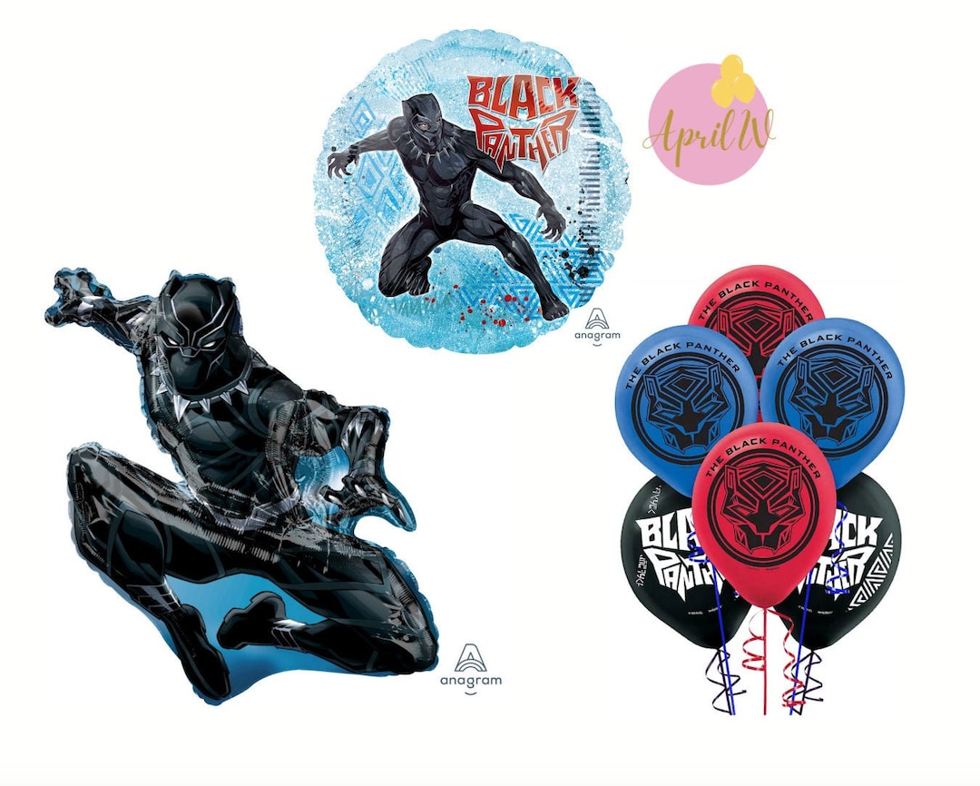 32'' Black Panther Balloon| 12'' BLACK PANTHER Latex BALLOON Set (6 Cnt ...