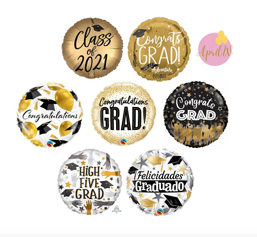 18'' Gold Grad Balloons Congrats Grad Foil Balloons Grad Foil Balloons ...