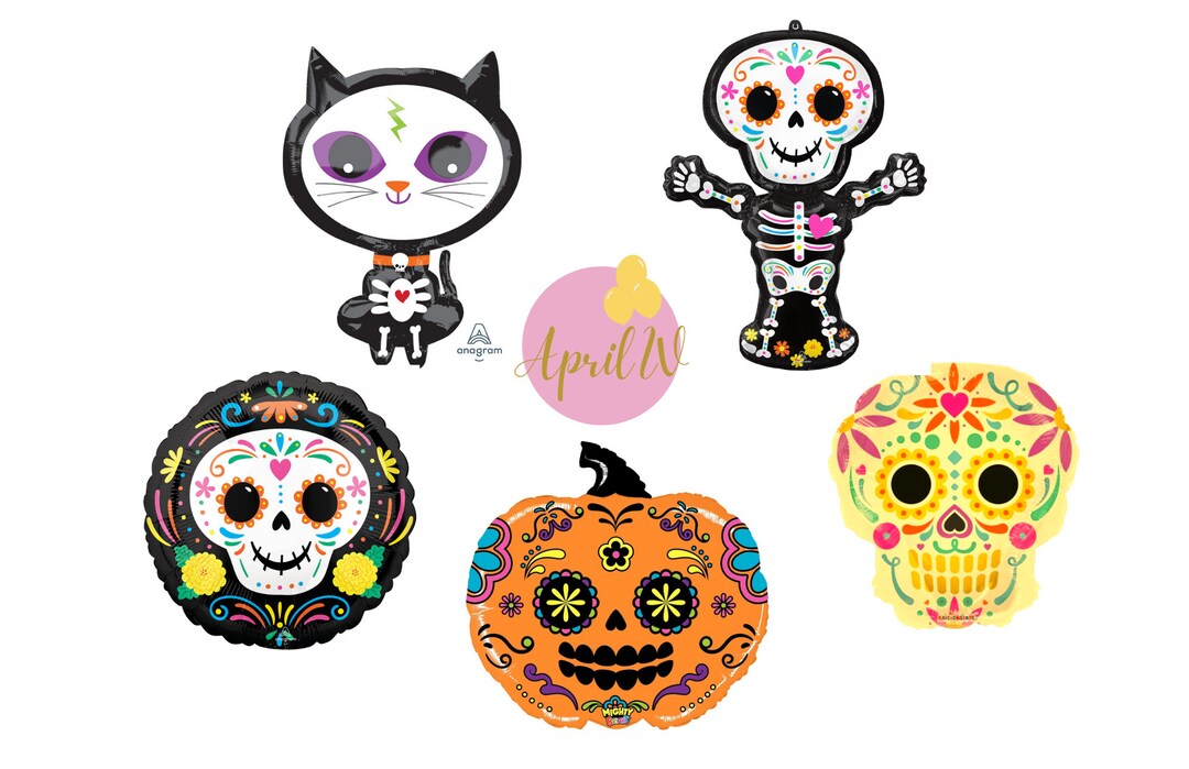 Halloween Balloons| Day of the Dead Balloons| Skeleton Balloon| Sugar ...