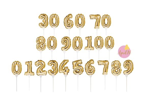 Gold Balloon Number Cake Toppers Cake Toppers Gold Balloon - Etsy