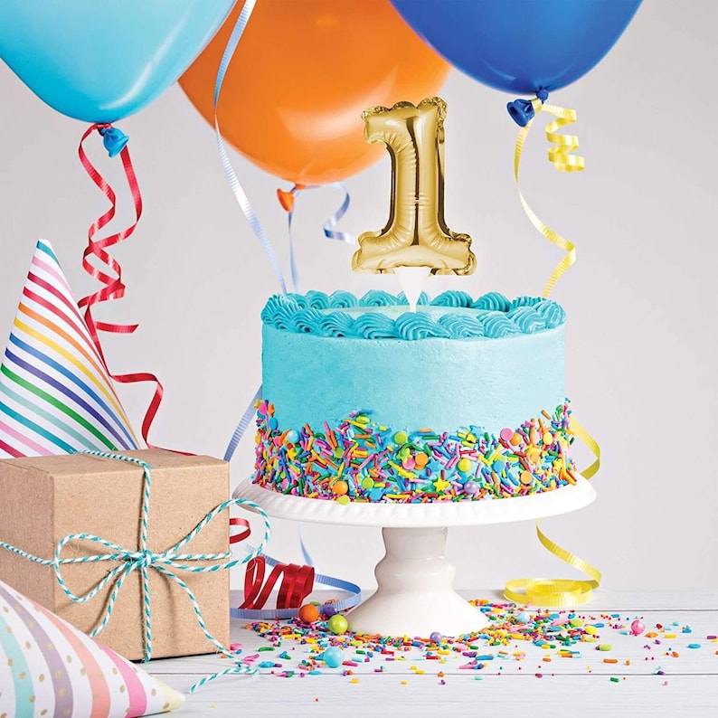 Gold Balloon Number Cake Toppers| Cake Toppers| Gold Balloon Cake ...