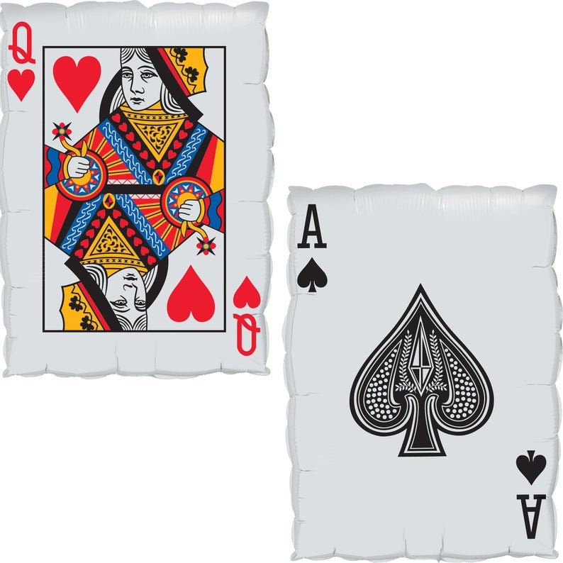 30'' Queen of Hearts/ace of Spades Balloon| 28'' Casino Balloon| Roll ...