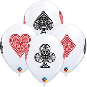 18'' Red Dice Balloon| 18'' Checkerboard Balloon| 11'' Card Suits Latex ...