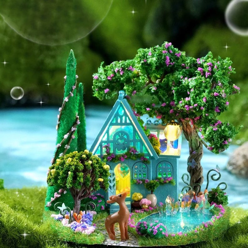 Fairytale Forest House Miniatures Circle Box in Glass Cover || 1:24 ...
