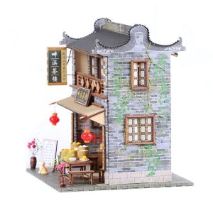 DIY Chinese Tea House Miniature Doll House Kit || 1:24 With Light Adult ...