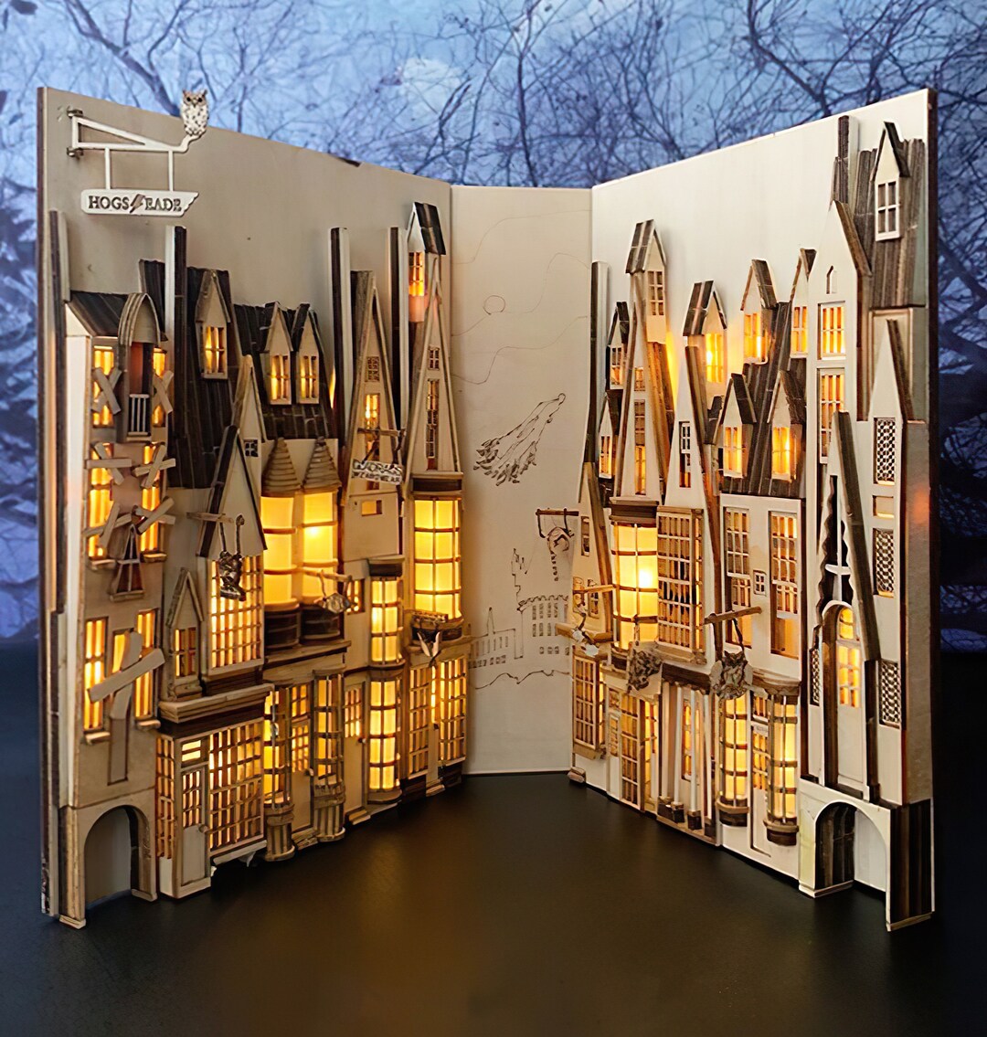 London Town Alley Book Nook - Book Shelf Insert - Bookcase With Light ...