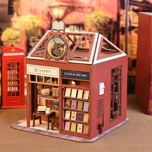 Vintage Bookstore Miniatures Dollhouse Kit || 1:24 With Light Adult ...