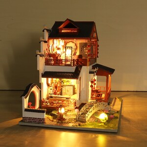 DIY Chinese Style Miniature Doll House Kit 1:24 Scale With Light Adult ...