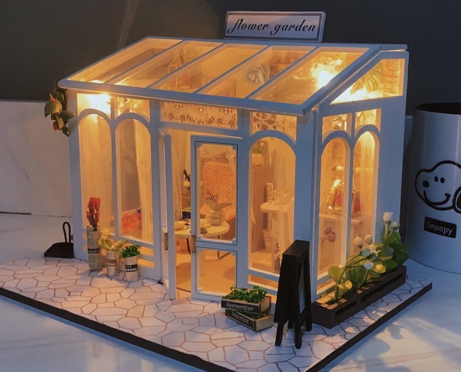 Mini Flower House Miniature Doll House Kit 1:24 With Light - Etsy