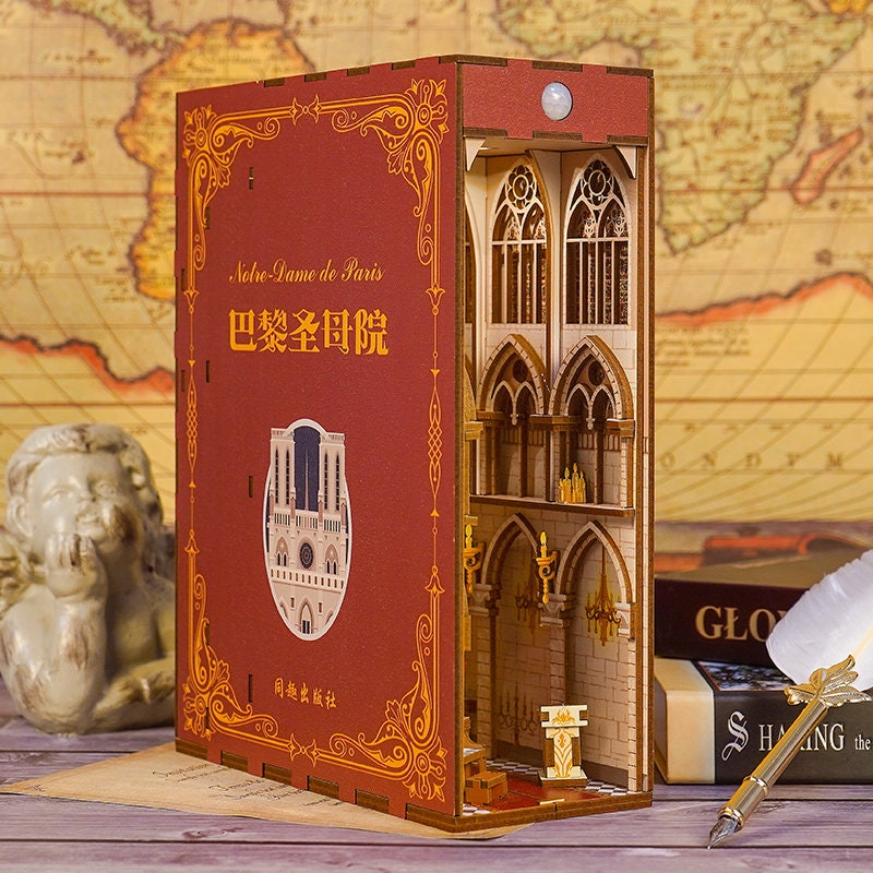 Notre Dame Cathedral Book Nook - Book Shelf Insert - Bookcase With ...
