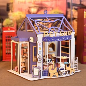 DIY Pet Store Pet Shop Miniatures Dollhouse Kit || 1:24 With Light ...