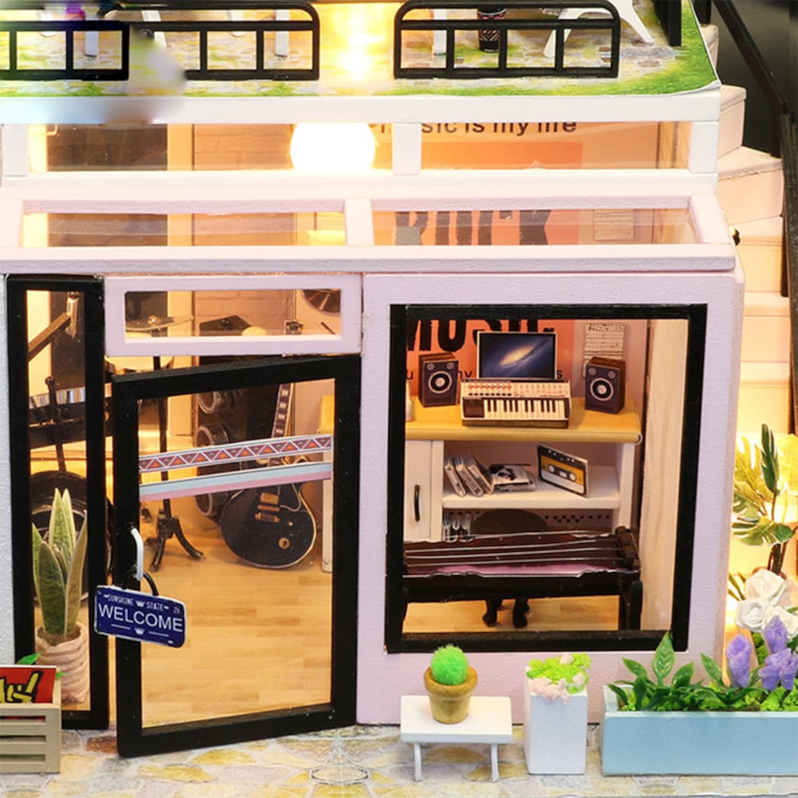 DIY Music Studio Miniature Doll House Kit 1:24 With Light - Etsy New ...