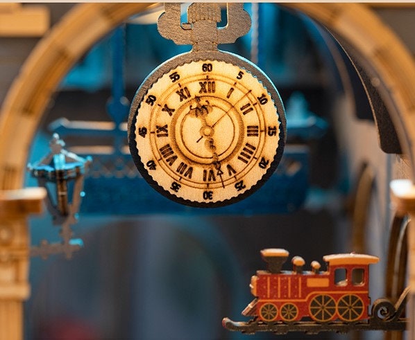 Time Travel Train Book Nook - Book Shelf Insert - Bookcase With Light ...