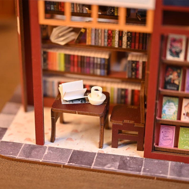 Vintage Bookstore Miniatures Dollhouse Kit || 1:24 With Light Adult ...