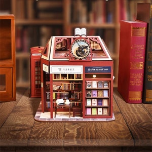 Vintage Bookstore Miniatures Dollhouse Kit || 1:24 With Light Adult ...