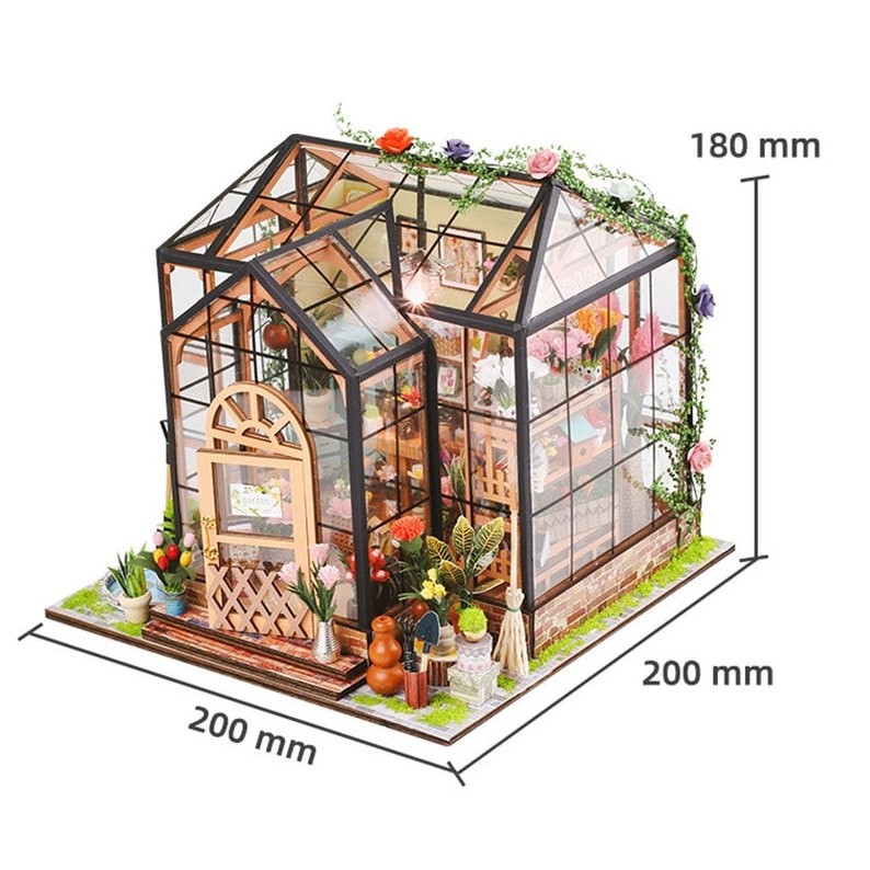 DIY Greenhouse Miniature Dollhouse Kit | Turquoise Garden Room With ...