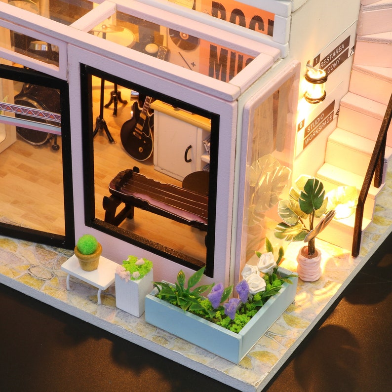 DIY Music Studio Miniature Doll House Kit 1:24 With Light - Etsy New ...