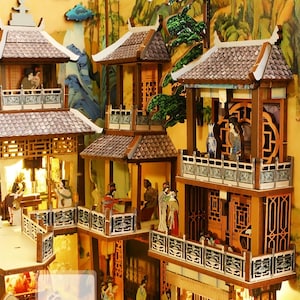 Chinese Ancient Town Book Nook- Book Shelf Insert - Bookcase With Light ...