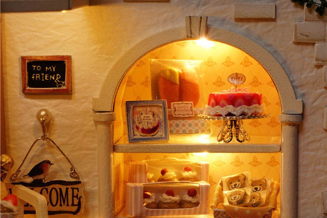 Small Cake Shop Miniature Doll House Kit 1:24 with Music | Etsy