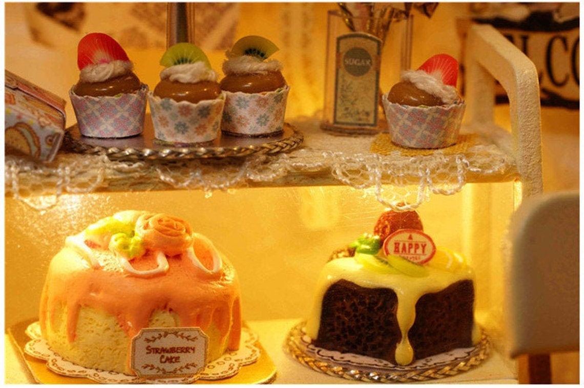 Small Cake Shop Miniature Doll House Kit 1:24 with Music | Etsy