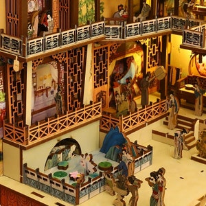 Chinese Ancient Town Book Nook- Book Shelf Insert - Bookcase With Light ...