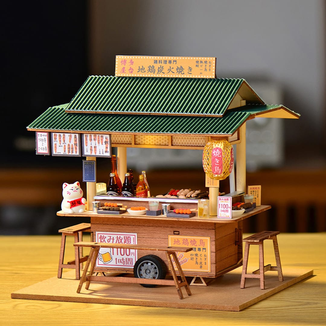 DIY Japanese Yatai Street Mobile Stall Miniature Doll House Kit || 1:24 ...