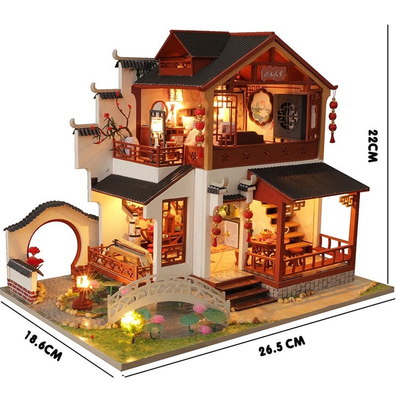 DIY Chinese Style Miniature Doll House Kit 1:24 Scale With - Etsy