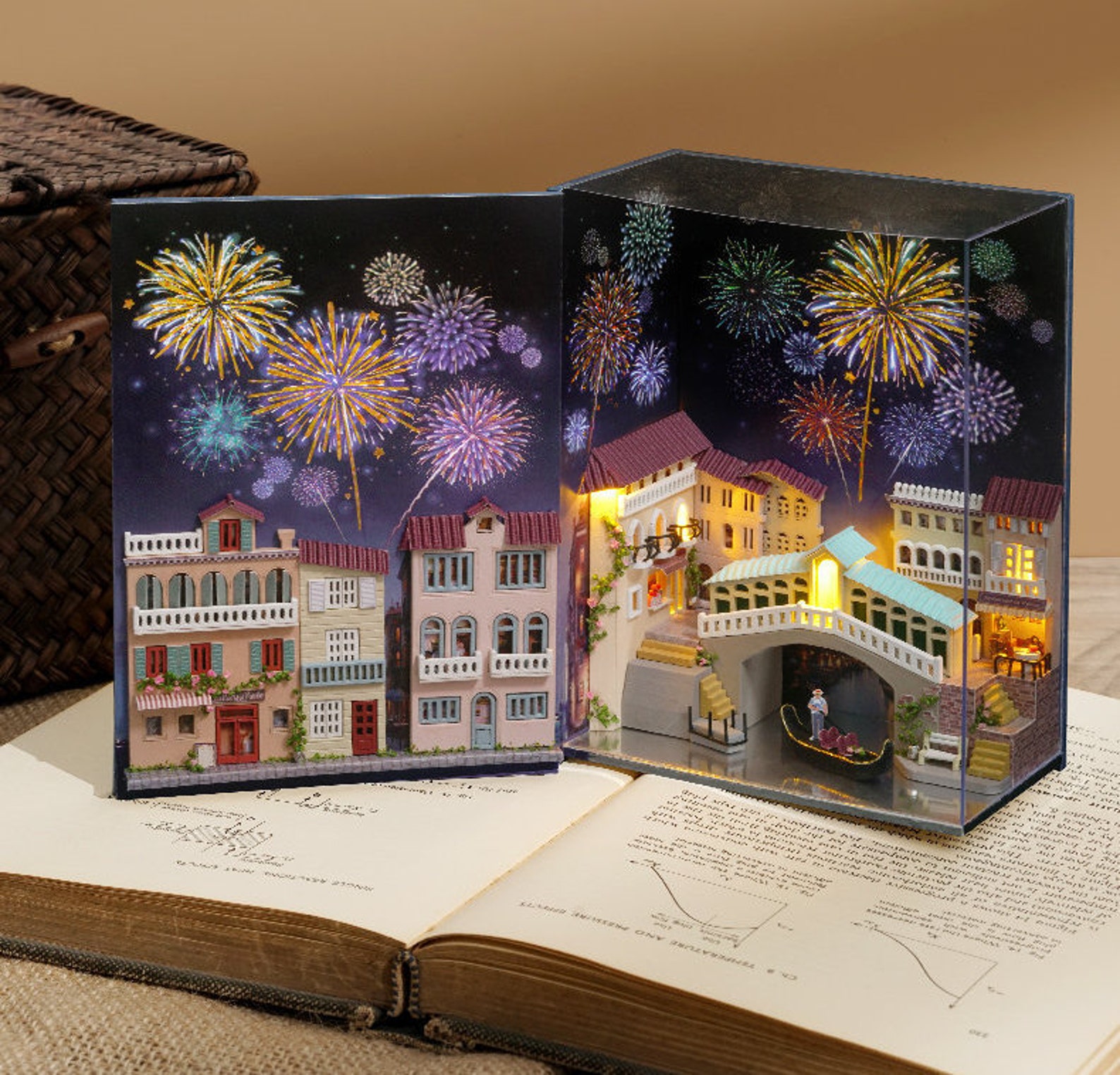 Rialto Bridge Book Nook - Book Shelf Insert - Bookcase With Light Model ...