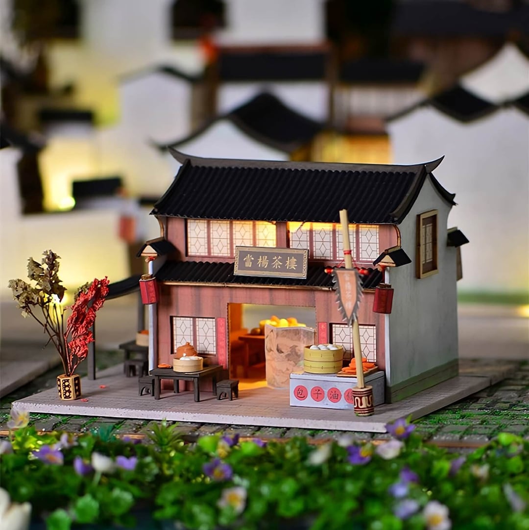 DIY Traditional Tea House Wooden Miniature Doll House Kit || 1:24 With ...