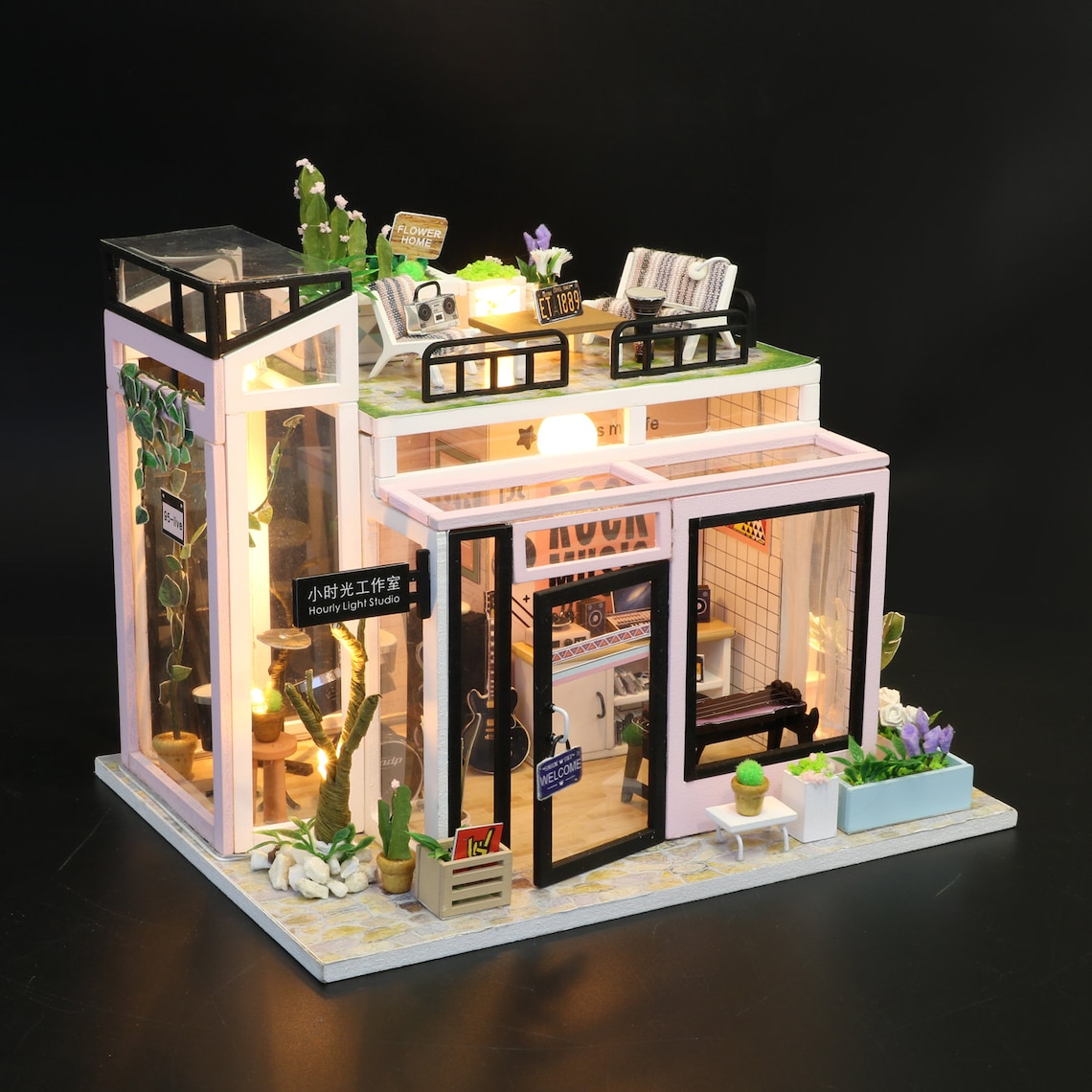 DIY Music Studio Miniature Doll House Kit 1:24 With Light - Etsy New ...
