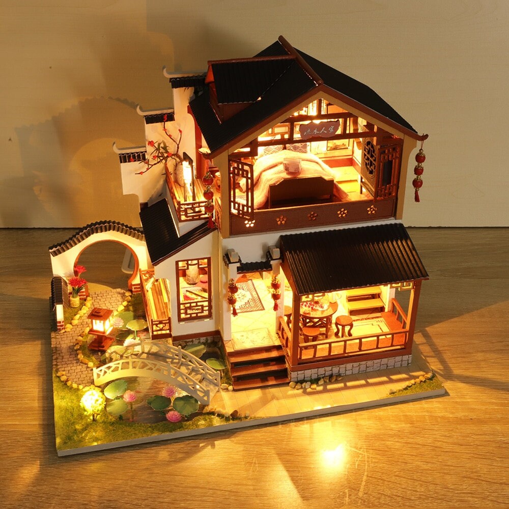 DIY Chinese Style Miniature Doll House Kit 1:24 Scale With | Etsy