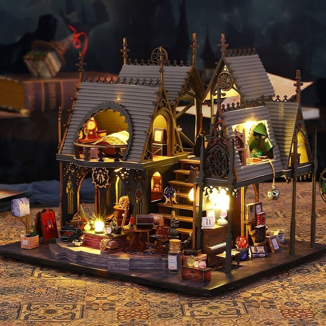 DIY Halloween Magic House Wooden Miniature Doll House Kit || 1:24 With ...