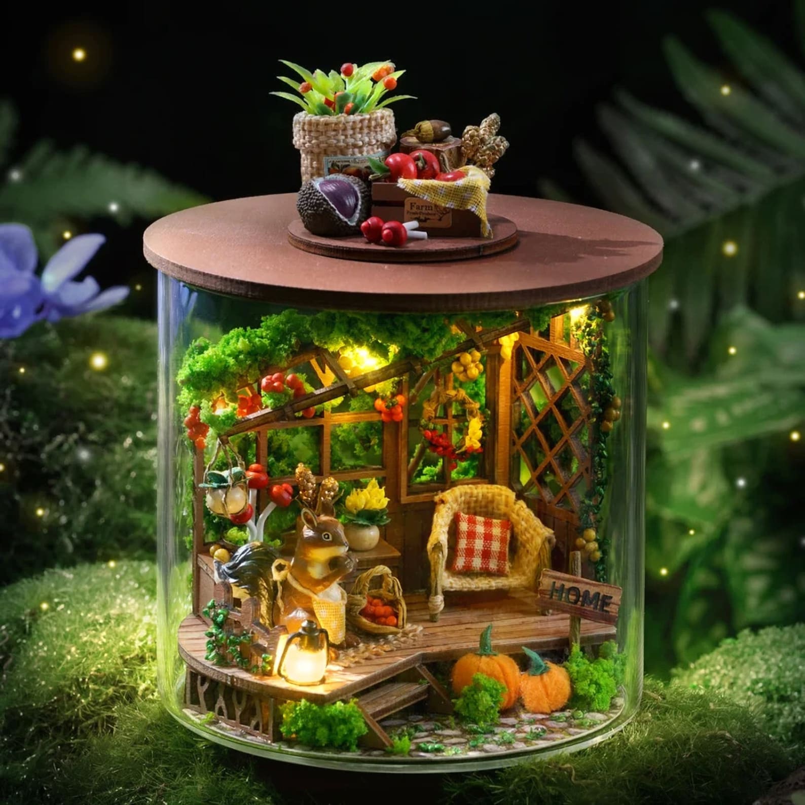 Fairytale Forest House Miniatures Circle Box in Glass Cover || 1:24 ...
