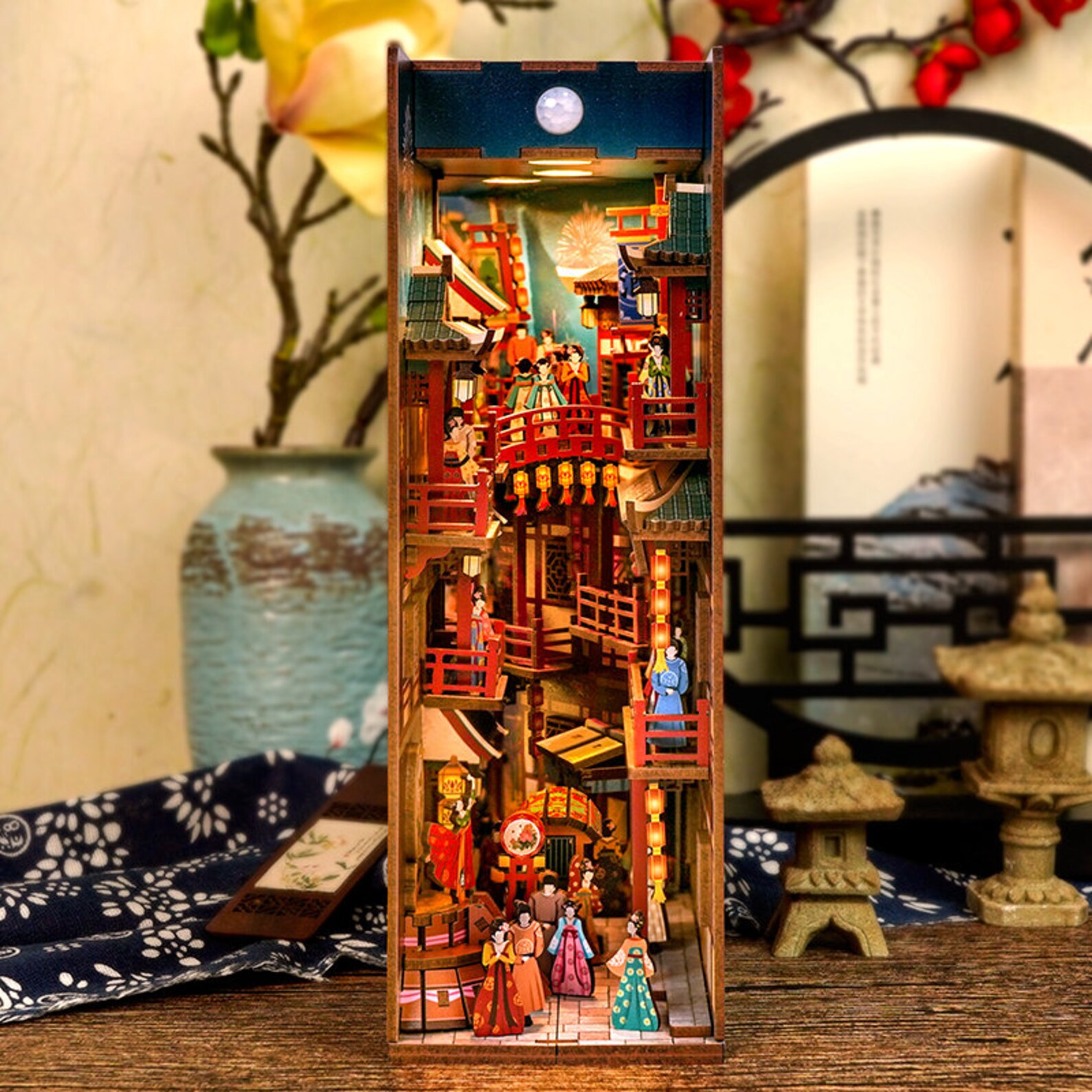 Chinese Ancient Festival Book Nook - Book Shelf Insert - Bookcase With ...
