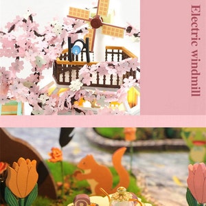 DIY Cherry Blossom Tree Wooden Miniature Doll House Kit 1:24 With Light ...