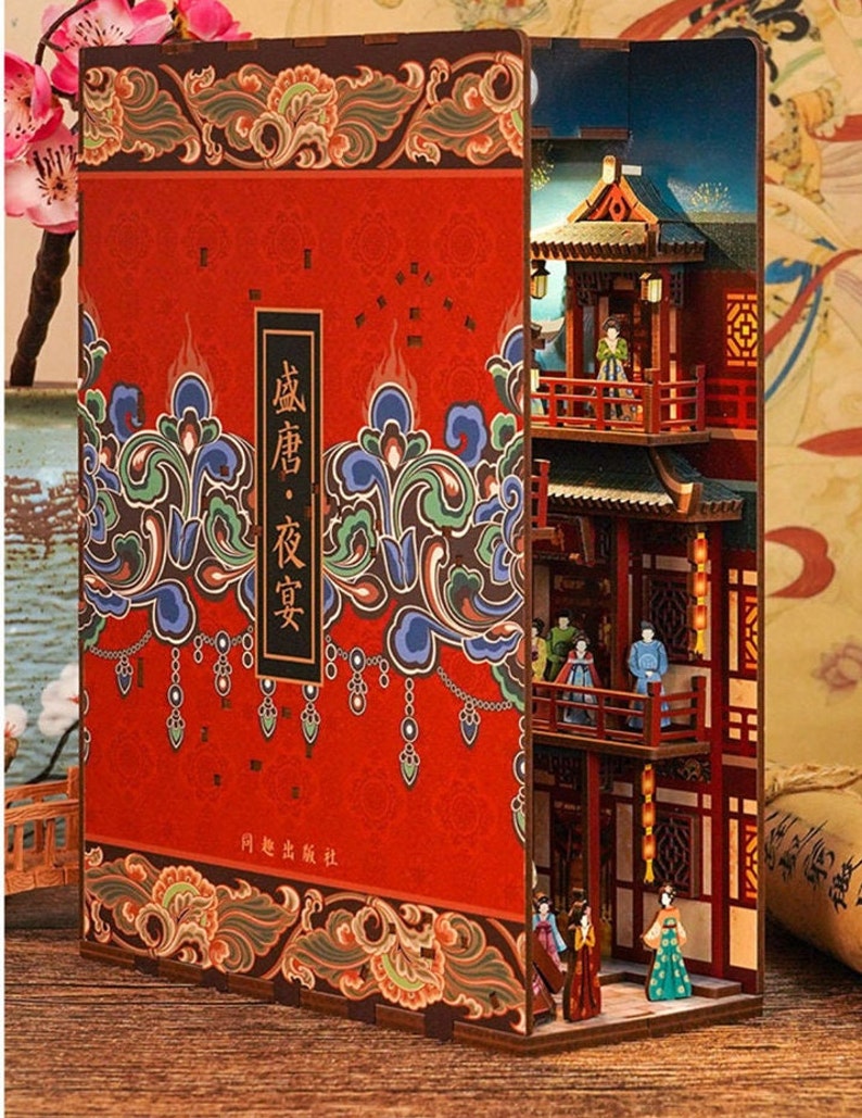Chinese Ancient Festival Book Nook - Book Shelf Insert - Bookcase With ...